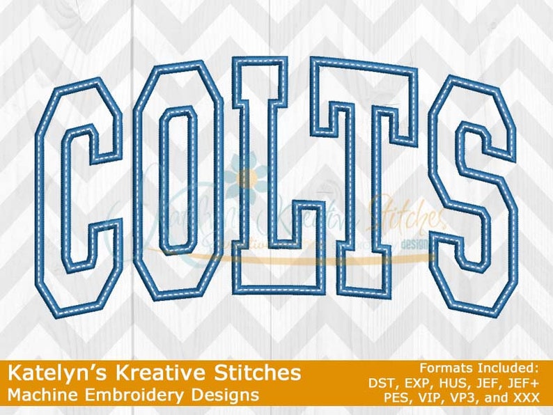 Colts Arched Mascot Machine Embroidery Design (instant Download) - Etsy