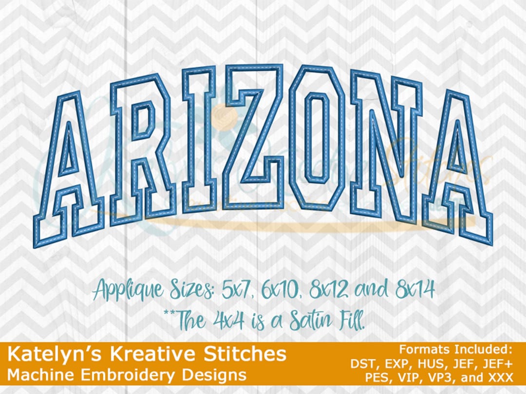 Arizona Arched Embroidery, Machine Embroidery Files, Instant Download ...