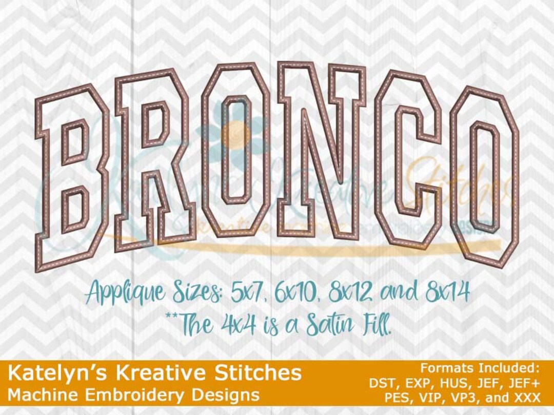 Bronco Arched Applique Embroidery Design (instant Download) - Etsy