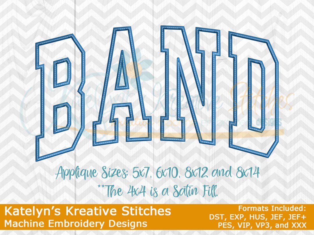 Band Arched Applique, Marching Band, Machine Embroidery Design, Instant ...