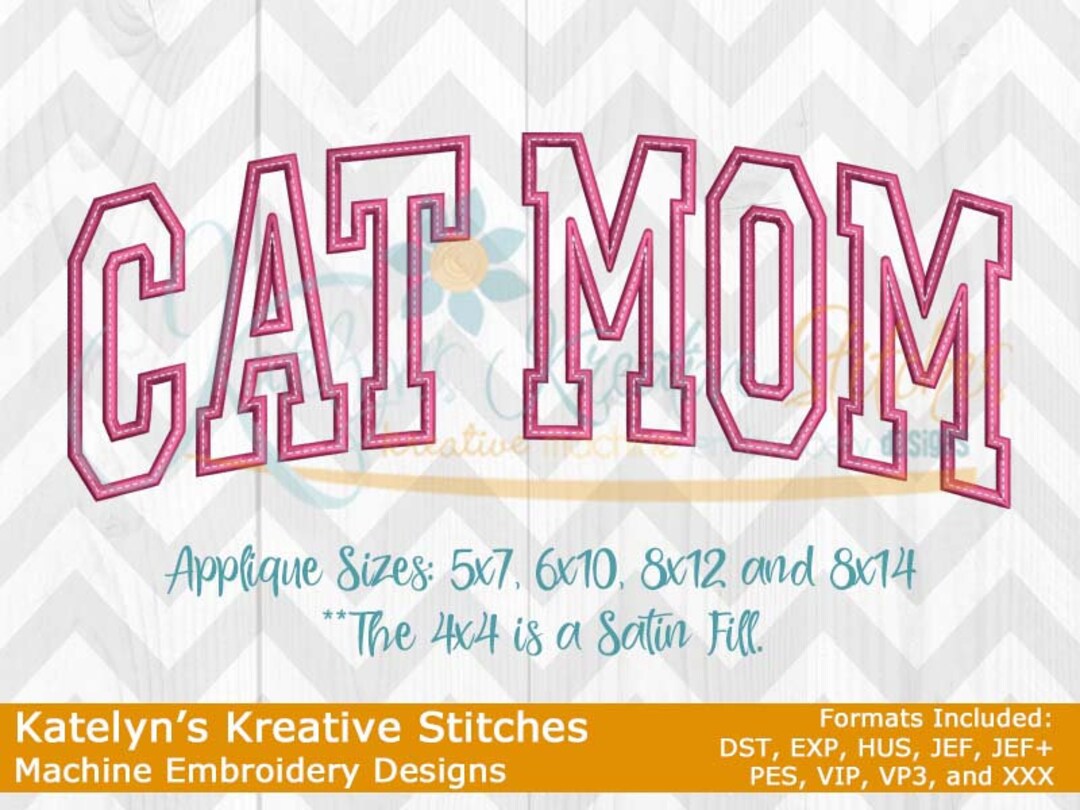 Cat Mom Arched Embroidery - Etsy