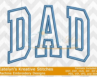 DAD Arched Applique Embroidery Design Satin Stitch Father's Day Gift ...