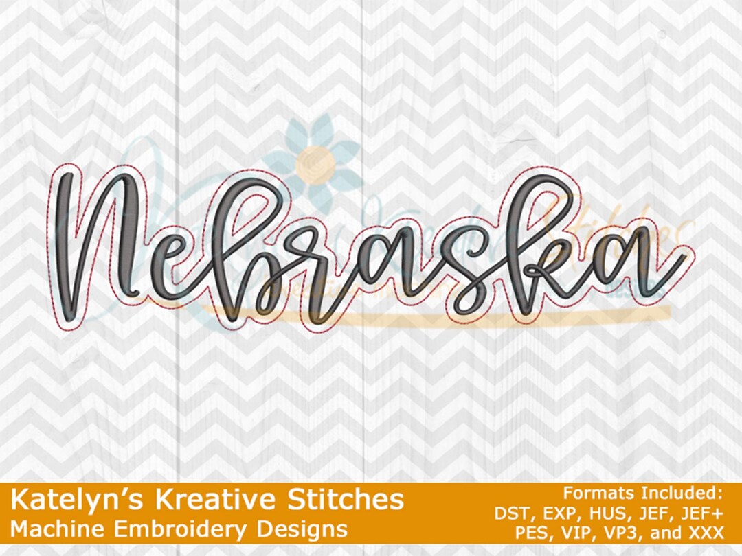 Nebraska Script Machine Embroidery, Machine Embroidery, Instant ...