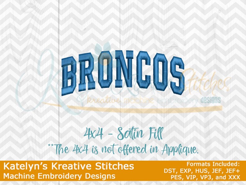 Broncos Arched Embroidery, Machine Embroidery Files, Arched Applique ...