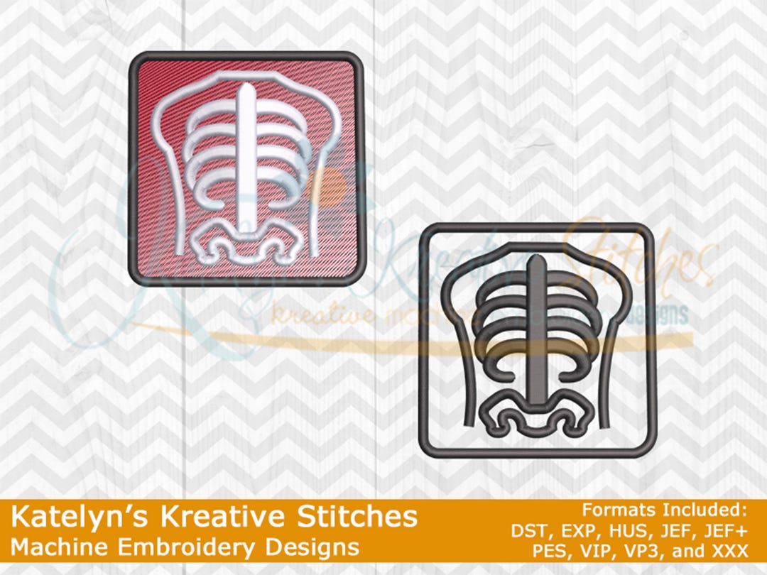 Chest Xray Embroidery, Filled and Outline Versions, Icon Embroidery, - Etsy