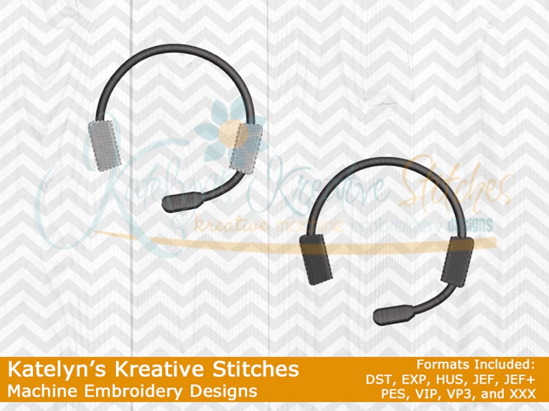 Dispatch Headset Icon Embroidery, Filled and Outline Versions, Instant ...