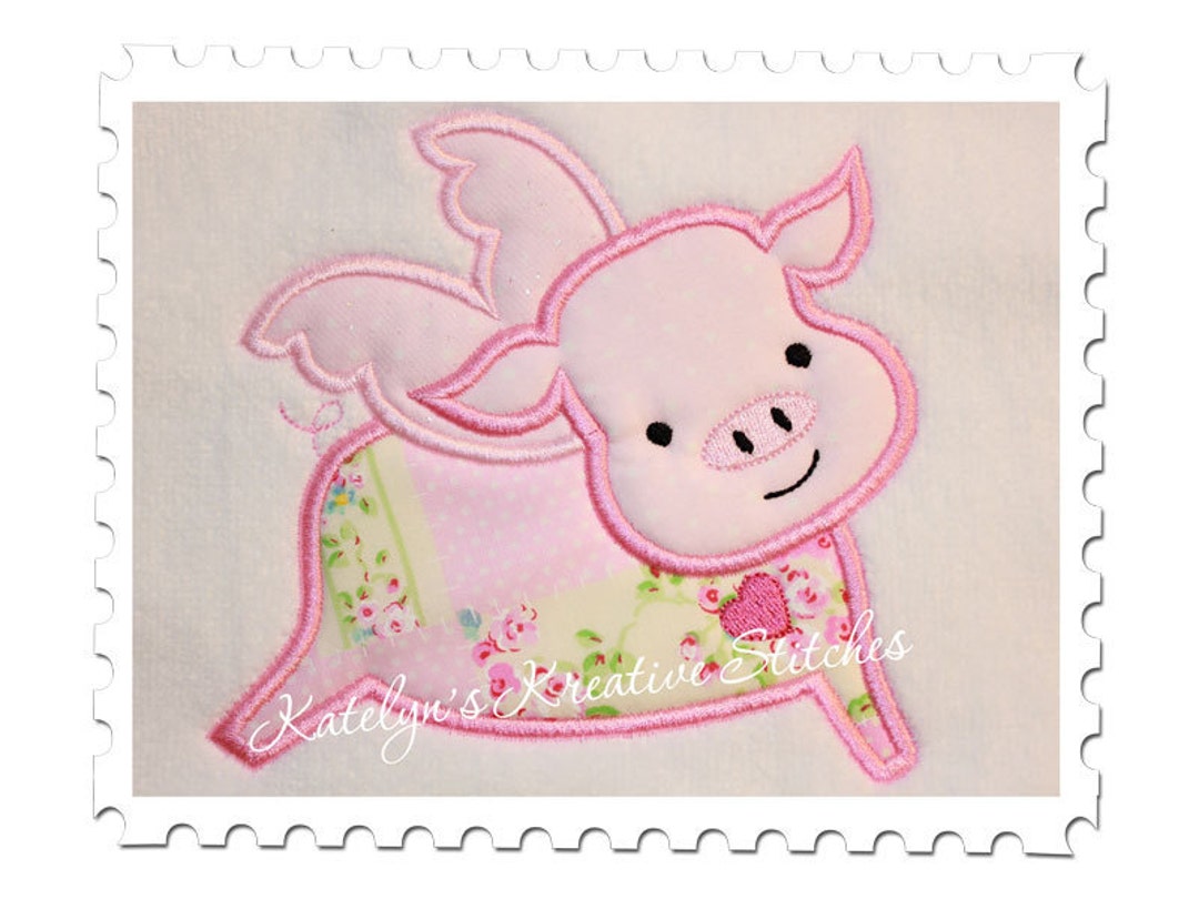 Flying Pig Applique - Etsy