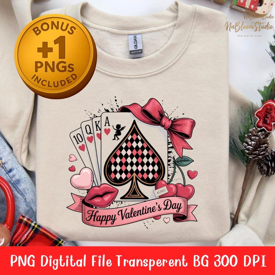 Valentine Playing Cards PNG Clipart | Spade Card With Bow, Hearts, Lips ...