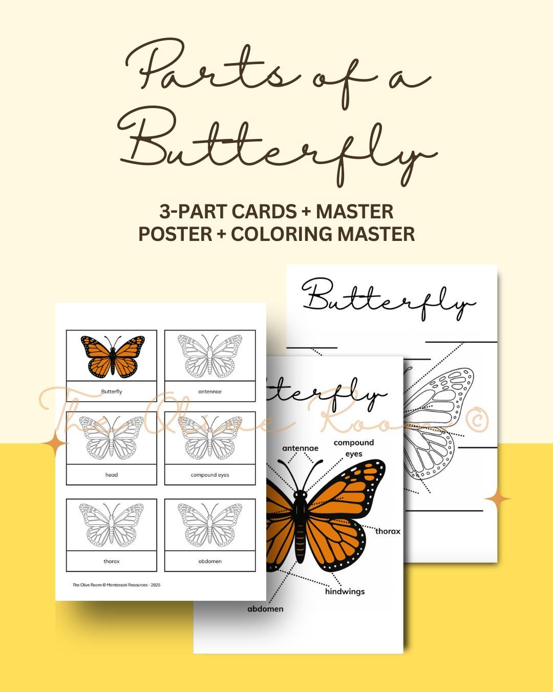 Parts of a Butterfly - Montessori Insects Nomenclature 3-part Cards ...