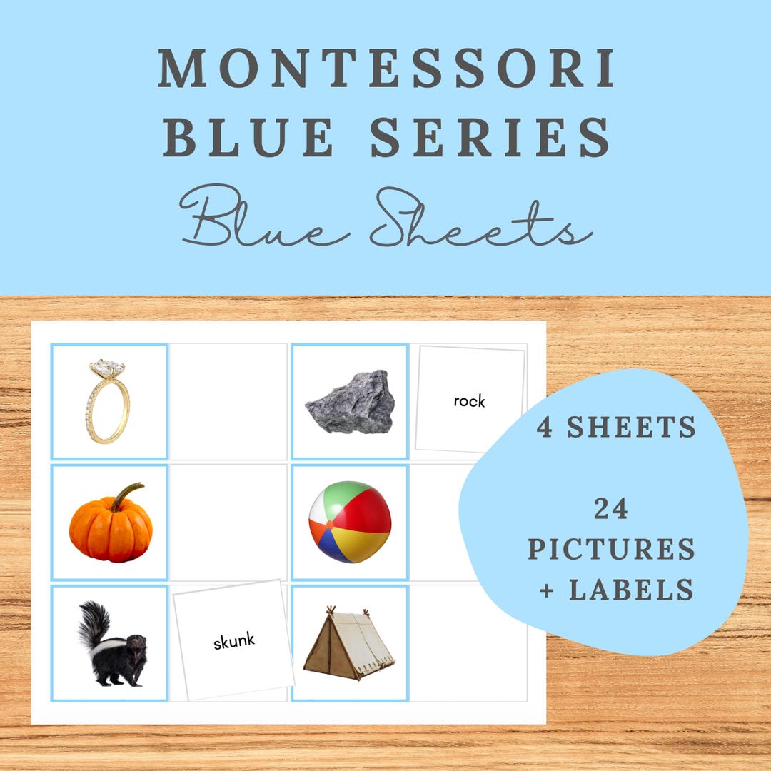 Montessori Blue Series – Blue Picture Sheets - Word Card Matching ...