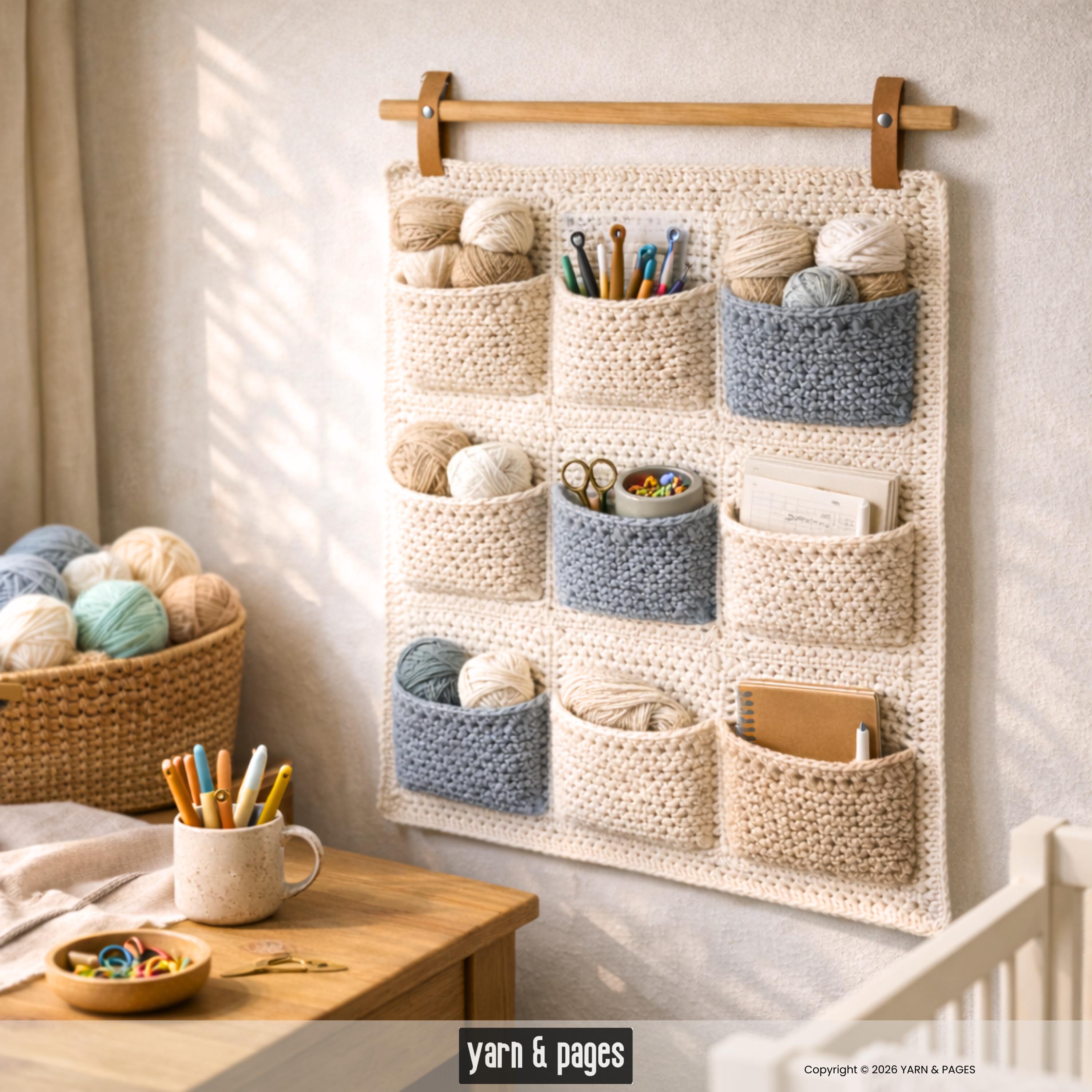 Crochet Wall Organizer Pattern PDF, Hanging Pocket Storage, Modern ...