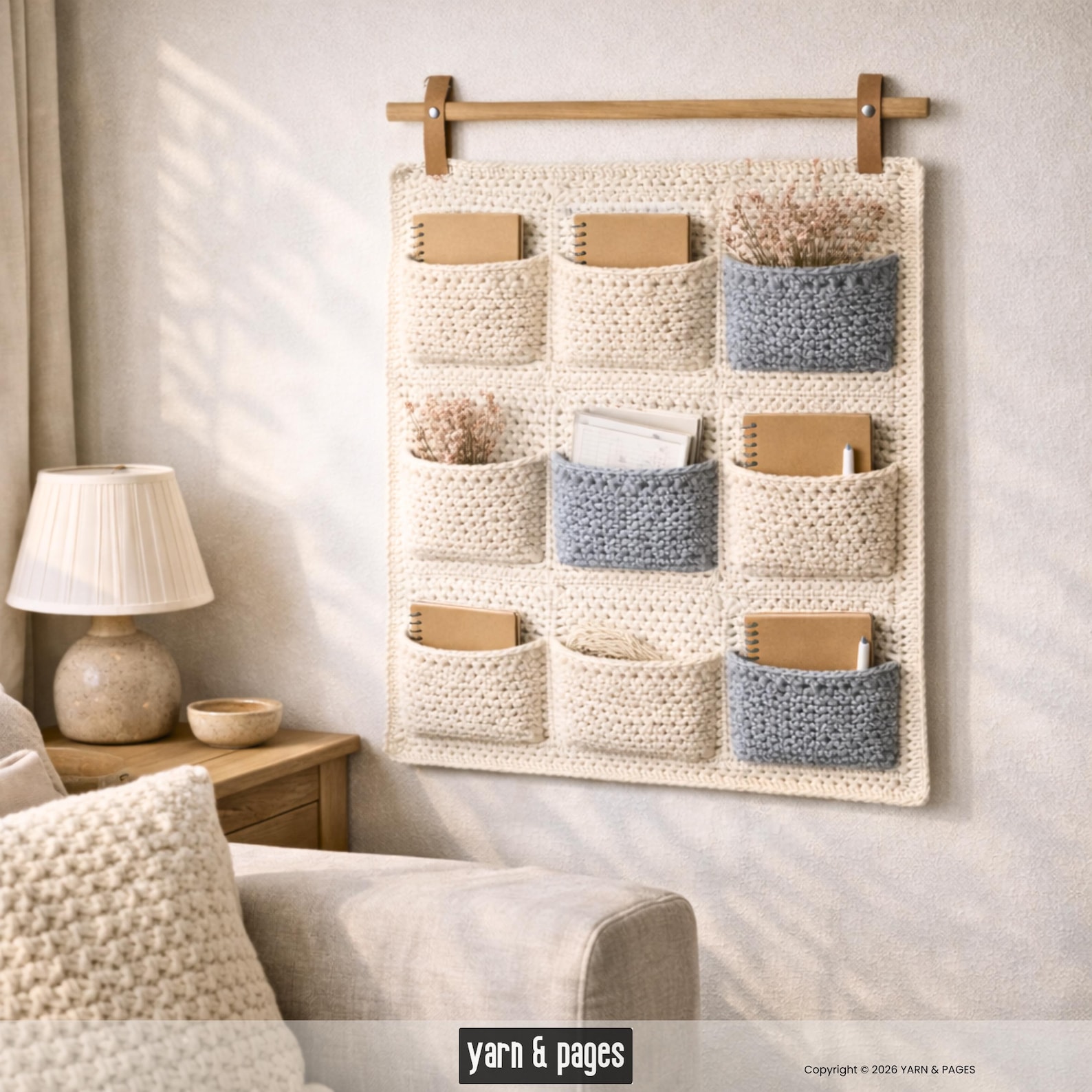 Crochet Wall Organizer Pattern – Hanging Pocket Storage, Minimalist ...