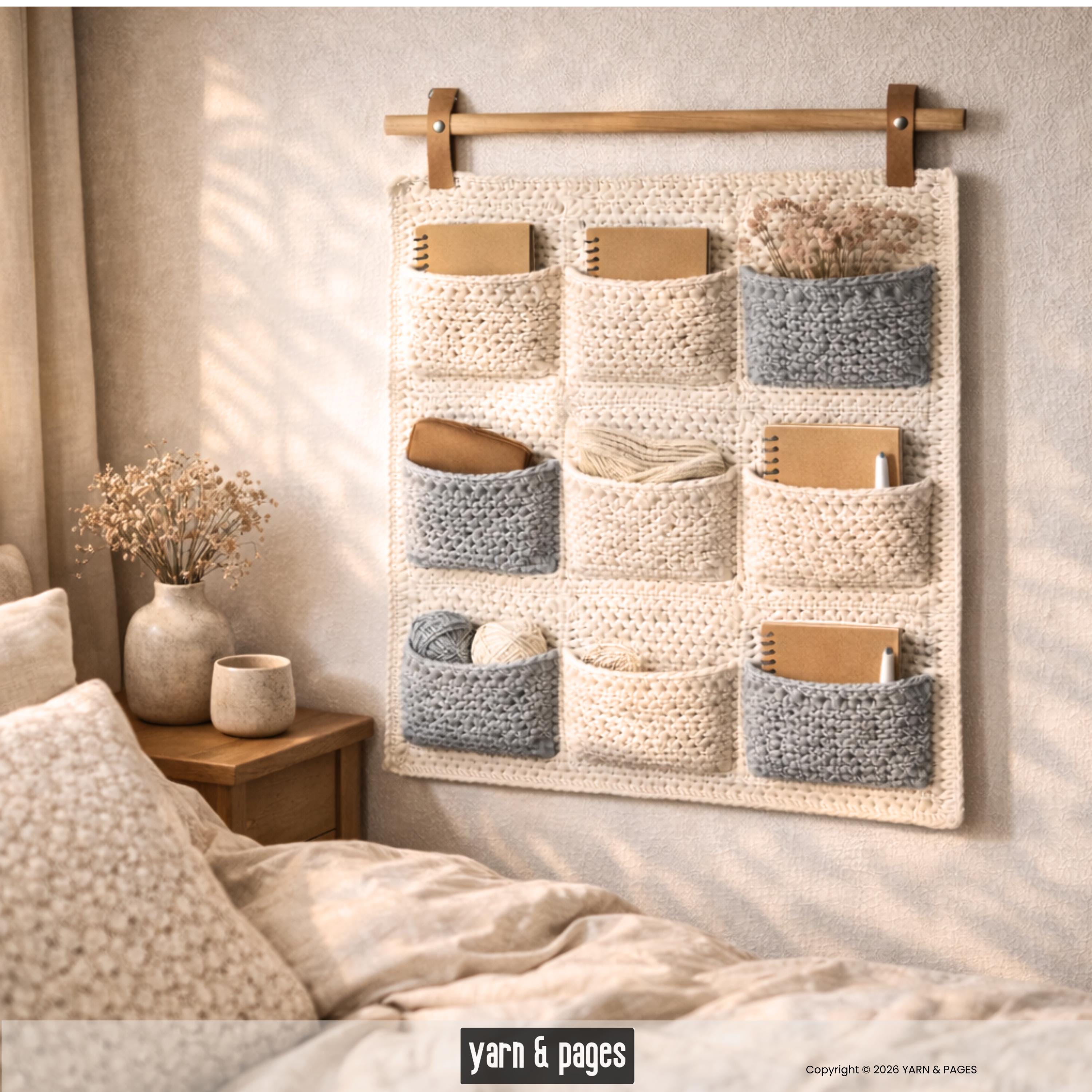 Crochet Wall Organizer Pattern – Hanging Pocket Storage, Minimalist ...