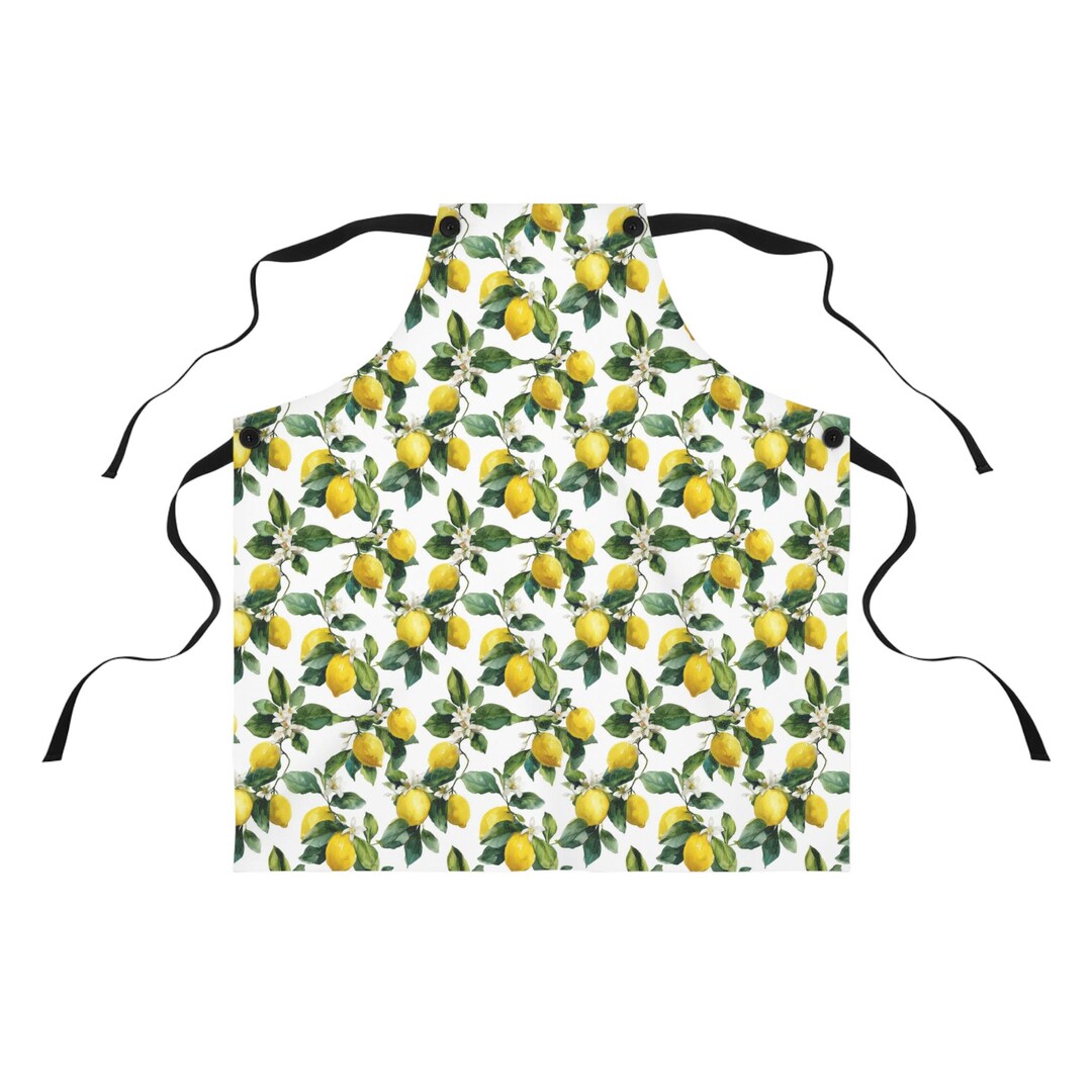 Lemon Print Kitchen Apron: Floral Cooking Gift - Etsy