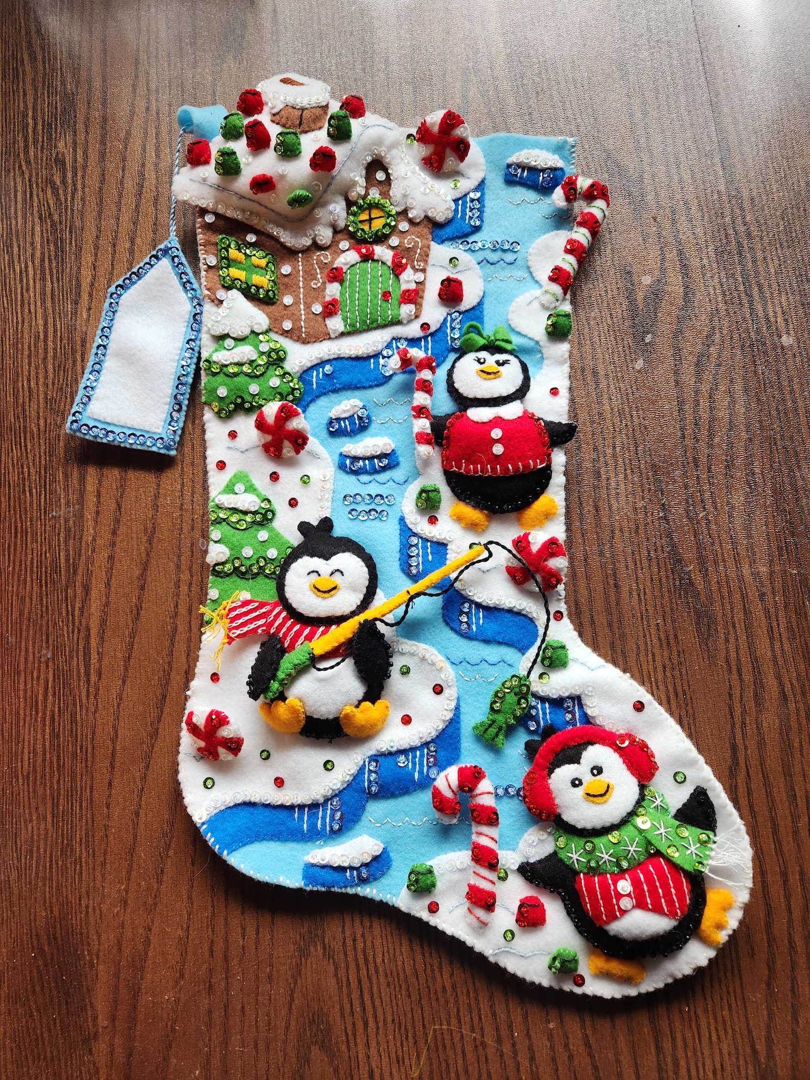 Completed "winter Land Penguins" Stocking Bucilla 89627E 18" - Etsy