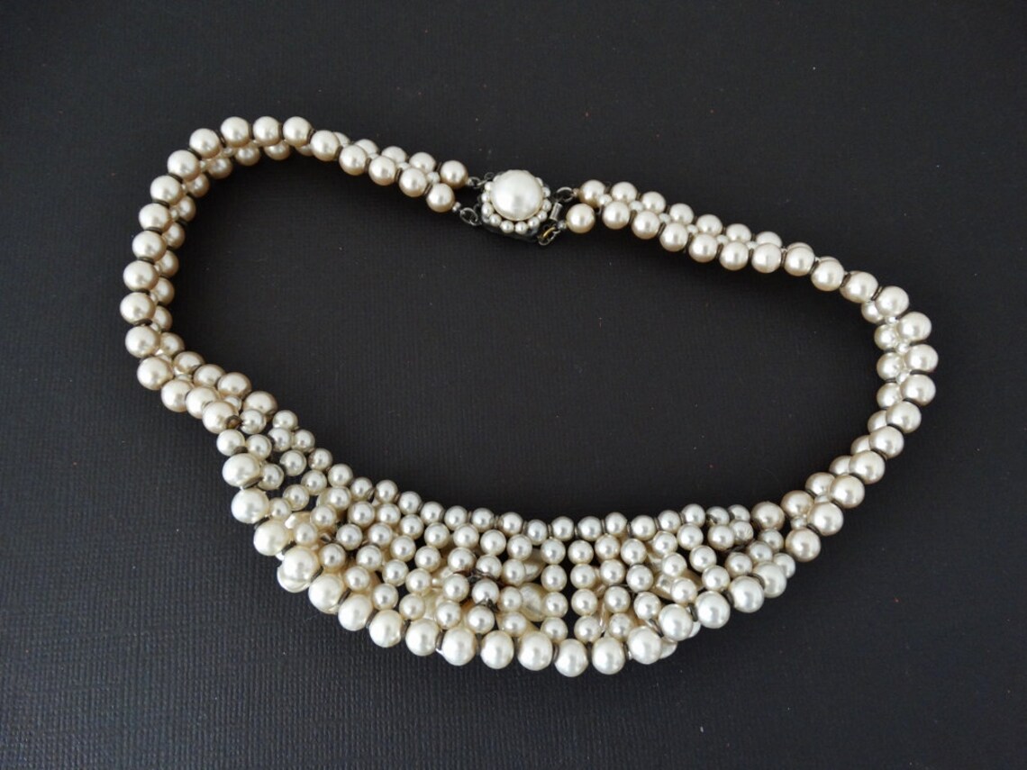 Stunning Vintage Louis Rousselet Glass Pearl & Rhinestone - Etsy