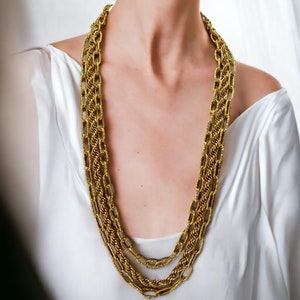 Vintage OTC Italy 18K GEP BZ Fancy Link Triple Strand Necklace - Substantial 207g Weight! - Etsy