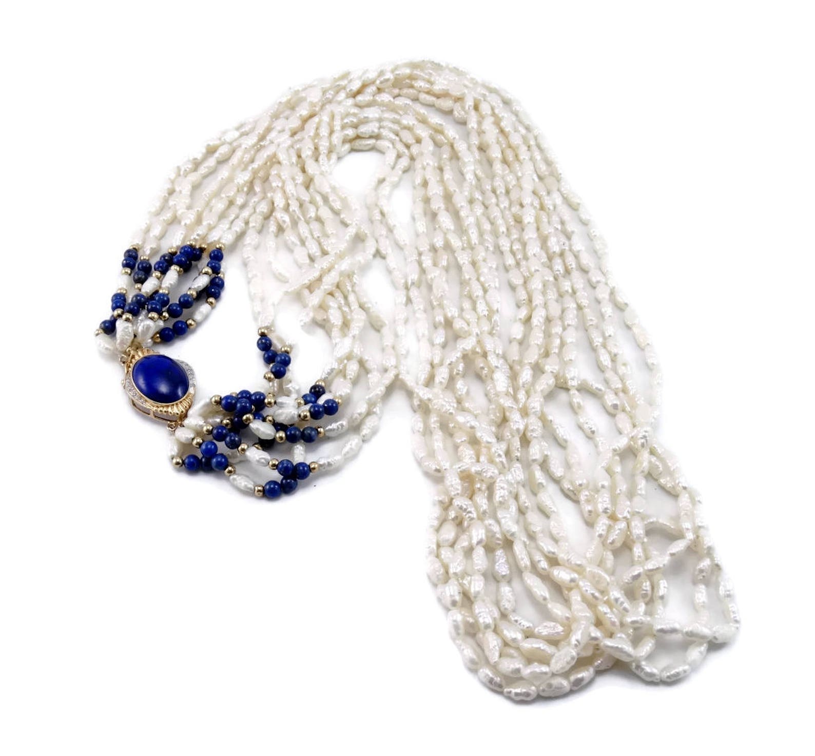 Vintage European 14K Gold 8 Strand Freshwater Pearl Diamonds - Etsy