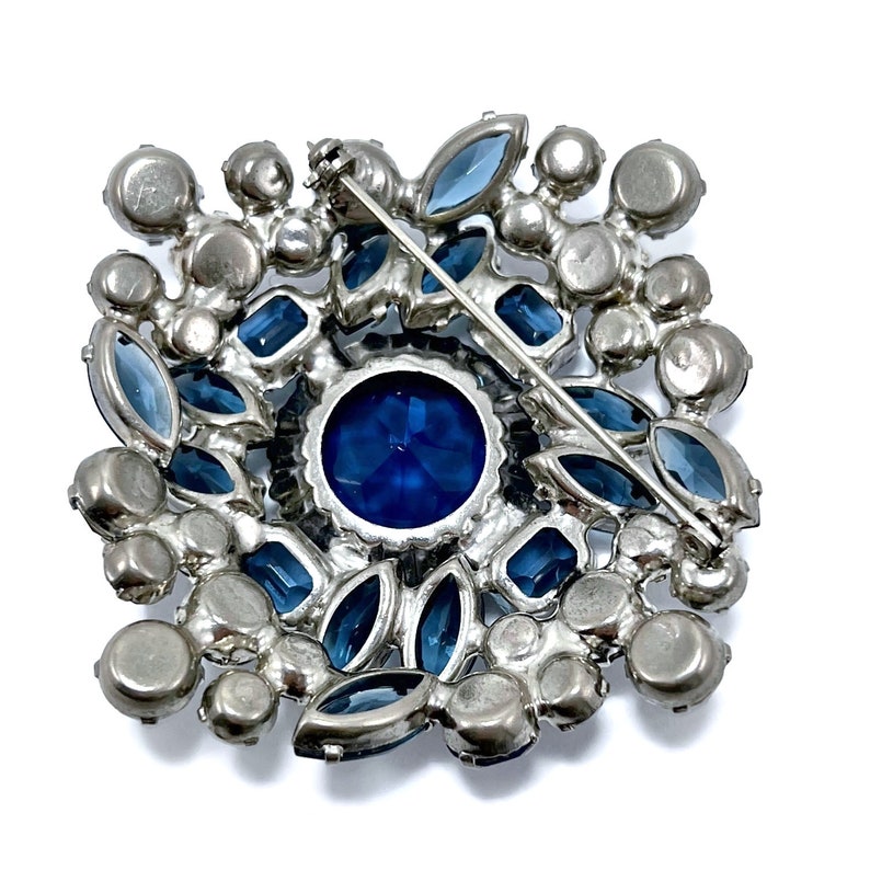 HUGE Vintage JULIANA Blue AB Aurora Borealis Rhinestone Brooch D&E ...