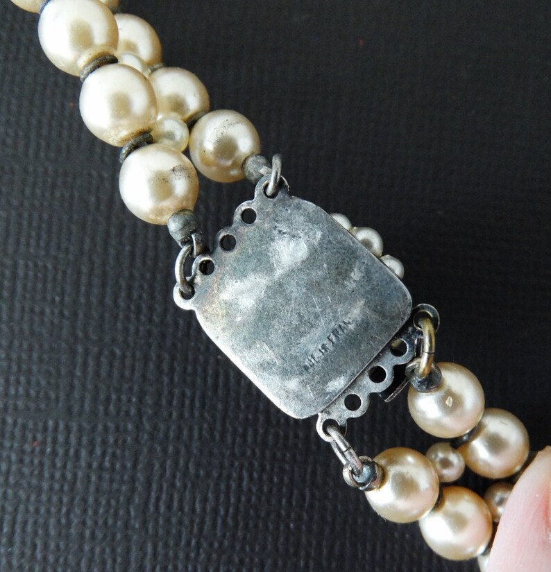 Stunning Vintage Louis Rousselet Glass Pearl & Rhinestone Necklace Made ...