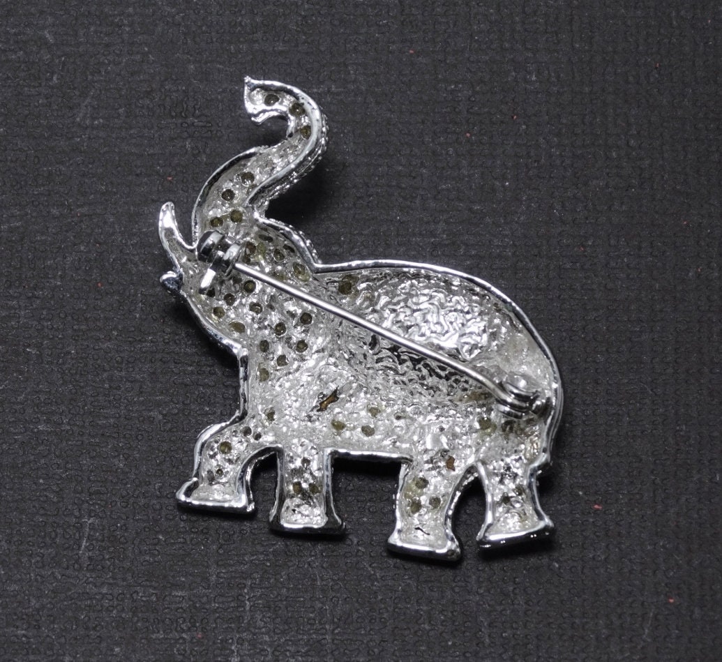 Vintage Rhinestone Elephant Pin Brooch - Dazzling Big Blue Stones! - Etsy
