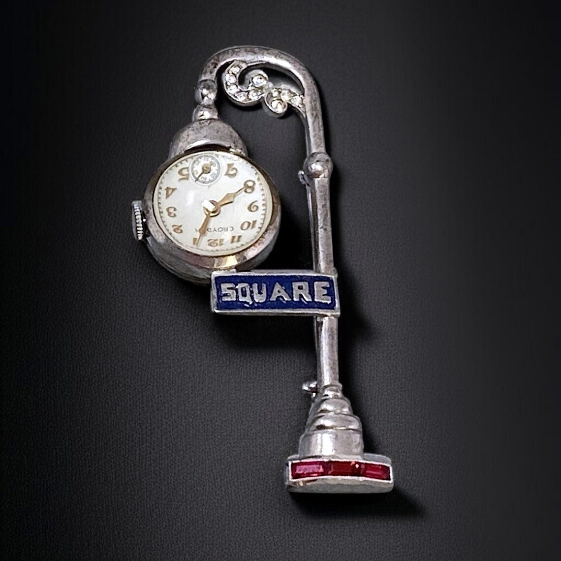 Vintage STERLING SILVER Antique Croydon Gotham Lapel Bubble Watch SWISS ...