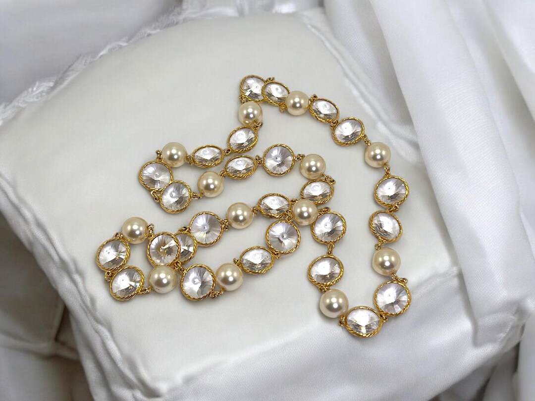 Vintage Mid Century French Fancy Bezel Set Double Point Crystal & Glass ...