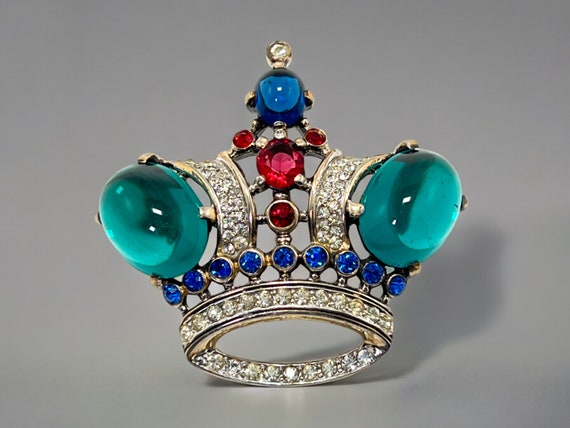 TRIFARI Sterling King Crown Rhinestone JELLY Bellybrooch Vintage Philippe Designer 1944 Brunialti Book Piece Etsy