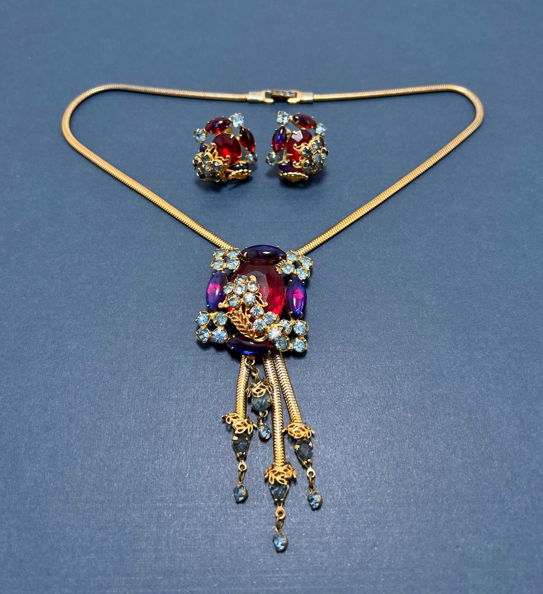 Vintage ALICE CAVINESS - Dragons Breath Glass - Red and Blue ...