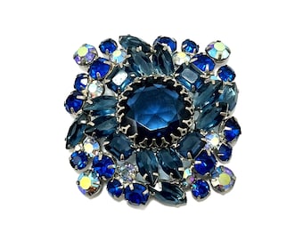 HUGE Vintage JULIANA Blue AB Aurora Borealis Rhinestone - Etsy