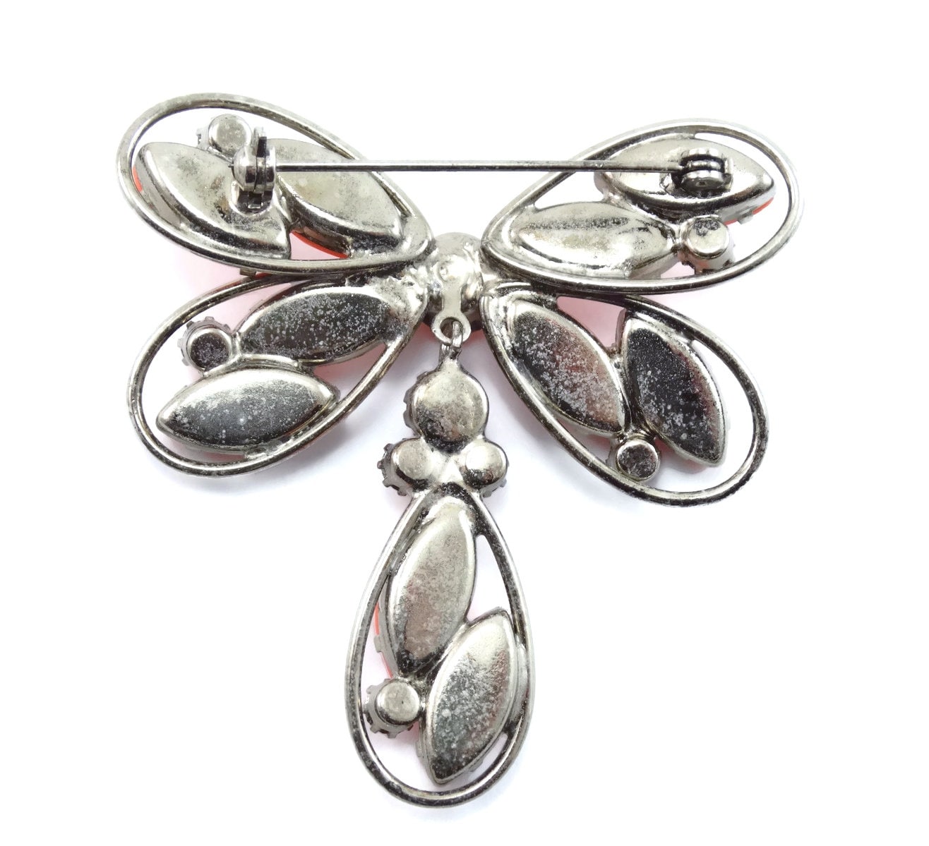 Butterfly Dangle Pin Vintage Orange Rhinestone Brooch Stunning - Etsy