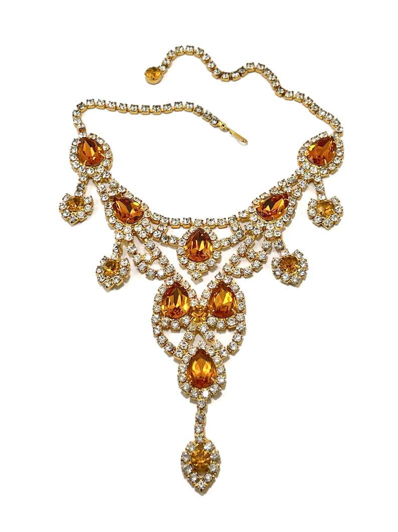 Massive Vintage DOMINIQUE Dominic DOM Detoro Rhinestone Bib Necklace ...