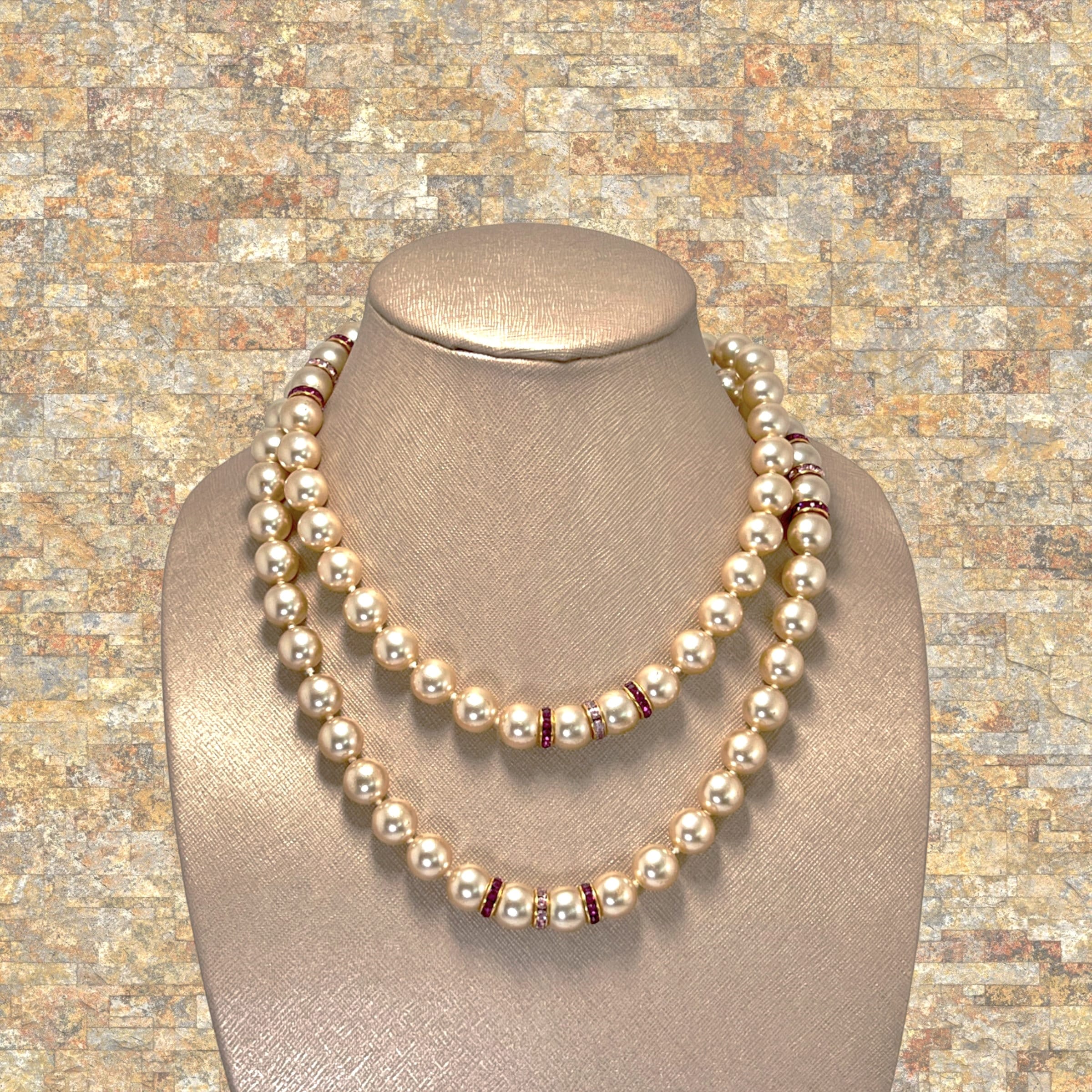Stunning Vintage Joan Rivers Large Glass Champagne Pearl and Pink ...