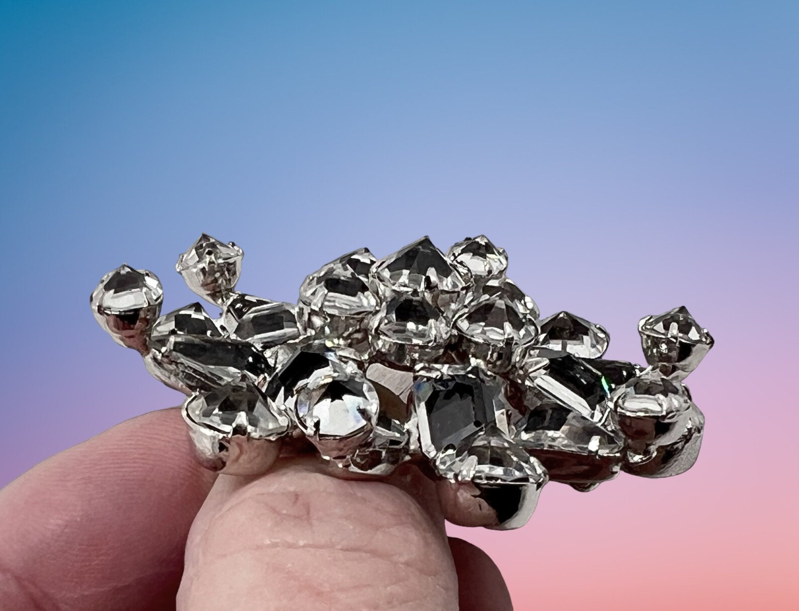 Vintageschreiner Dazzling Inverted Crystal Clear & Black Diamond Bi ...