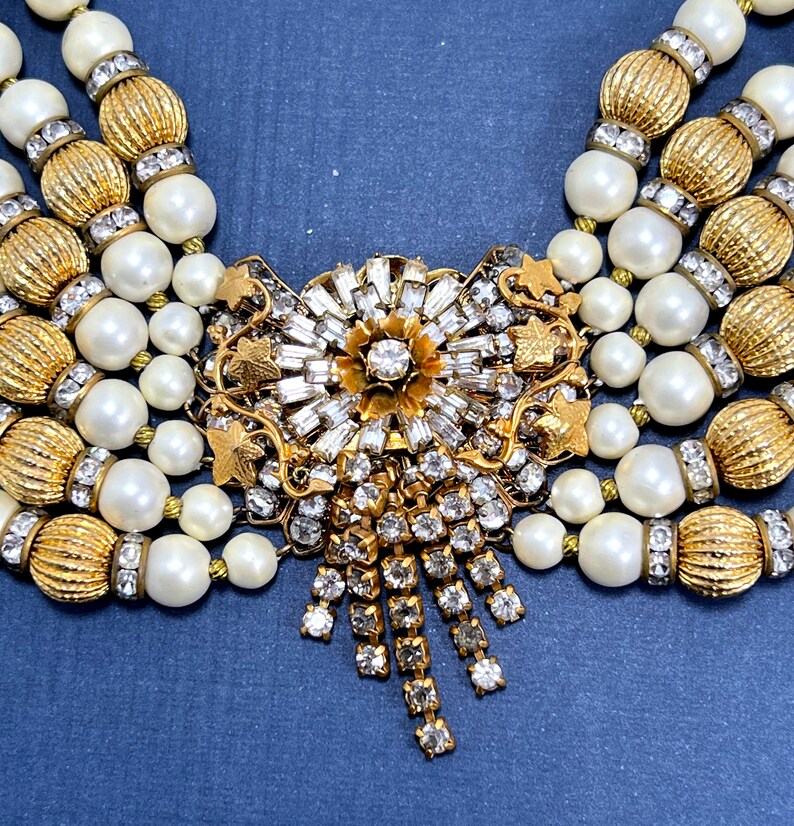 INCREDIBLE Vintage 1950s JONNE House of SCHRAGER Glass Pearl Rhinestone ...