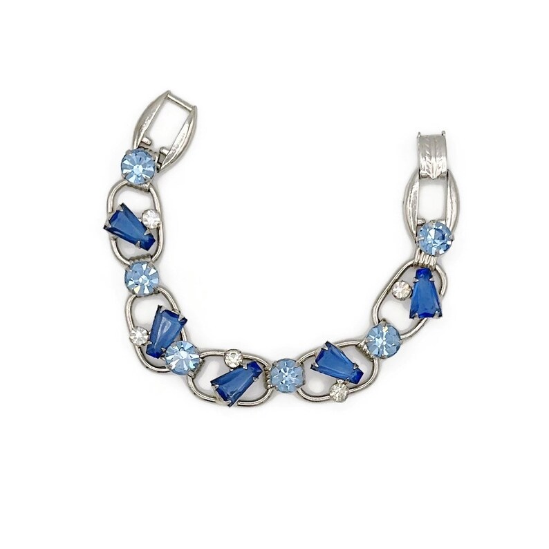 Vintage D&E JULIANA Blue Keystone and Rhinestone 5 Link - Etsy
