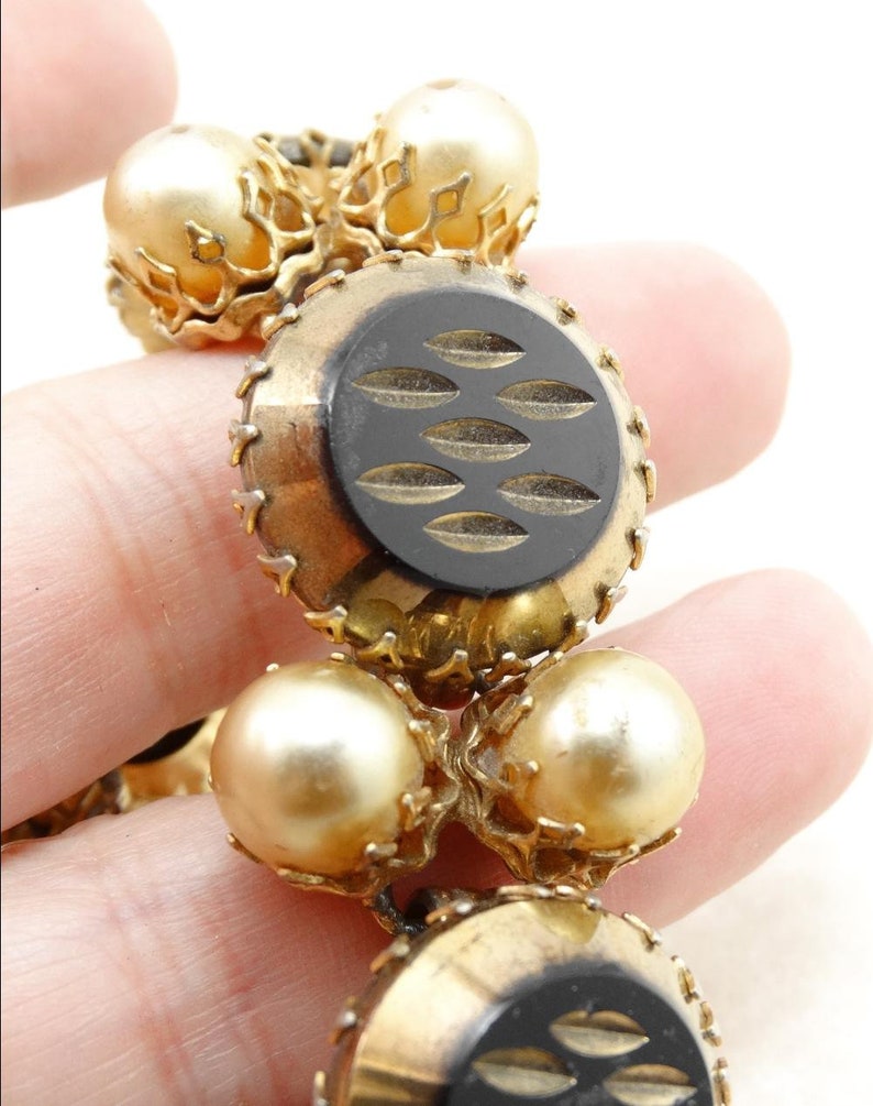 Chunky Vintage SCHRAGER Art Glass / Pearl Rhinestone Link - Etsy