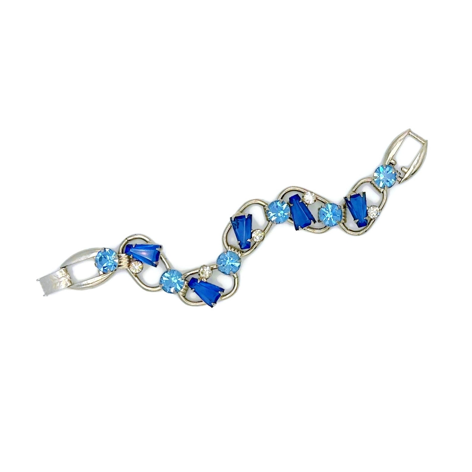 Vintage D&E JULIANA Blue Keystone and Rhinestone 5 Link - Etsy