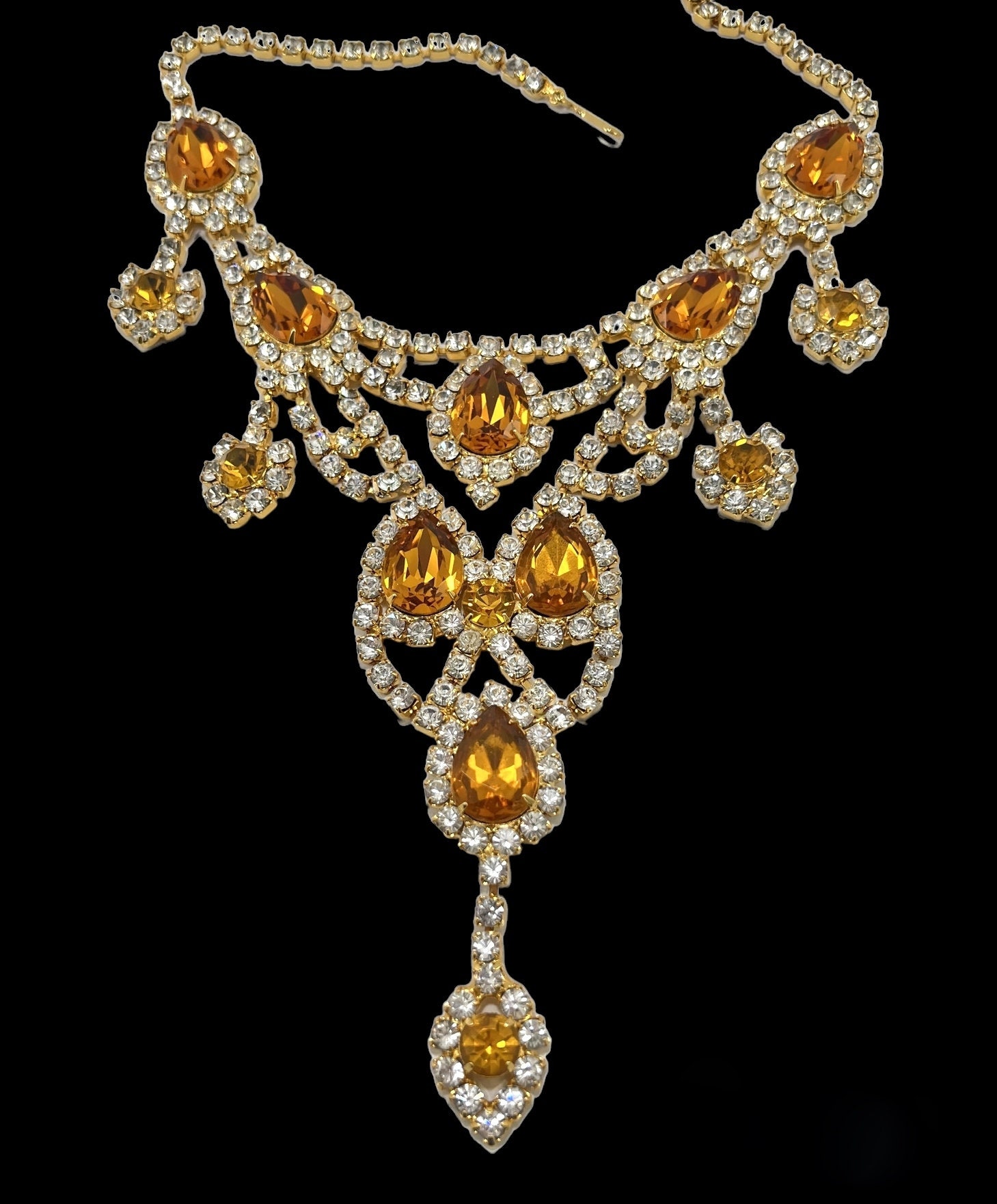 Massive Vintage DOMINIQUE Dominic DOM Detoro Rhinestone Bib Necklace ...