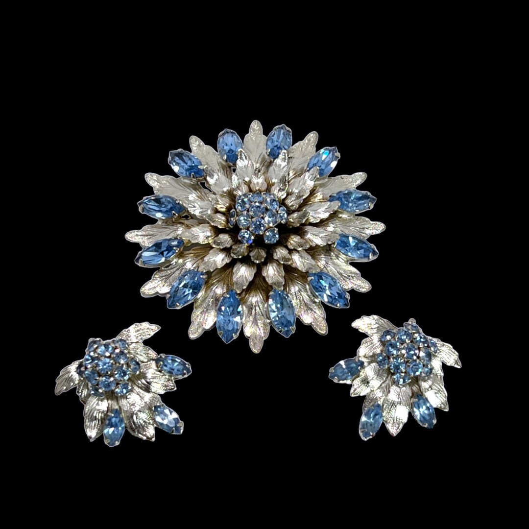 AMAZING Vintage Laroco La Roco Flower Floral Pin Brooch Earrings Set ...