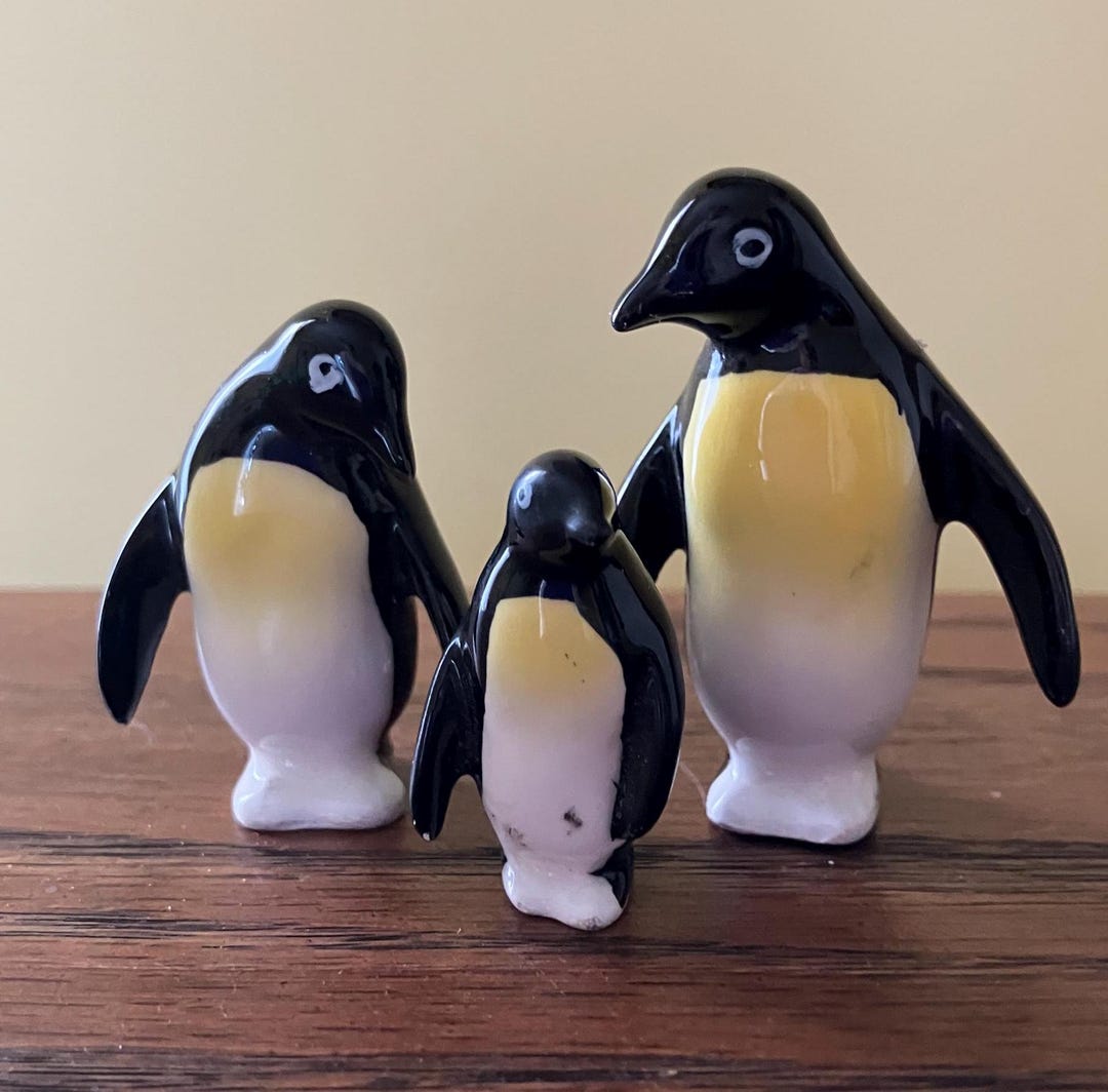 Miniature Trio of Penguins Ceramic Made in Japan Miniature Animal ...