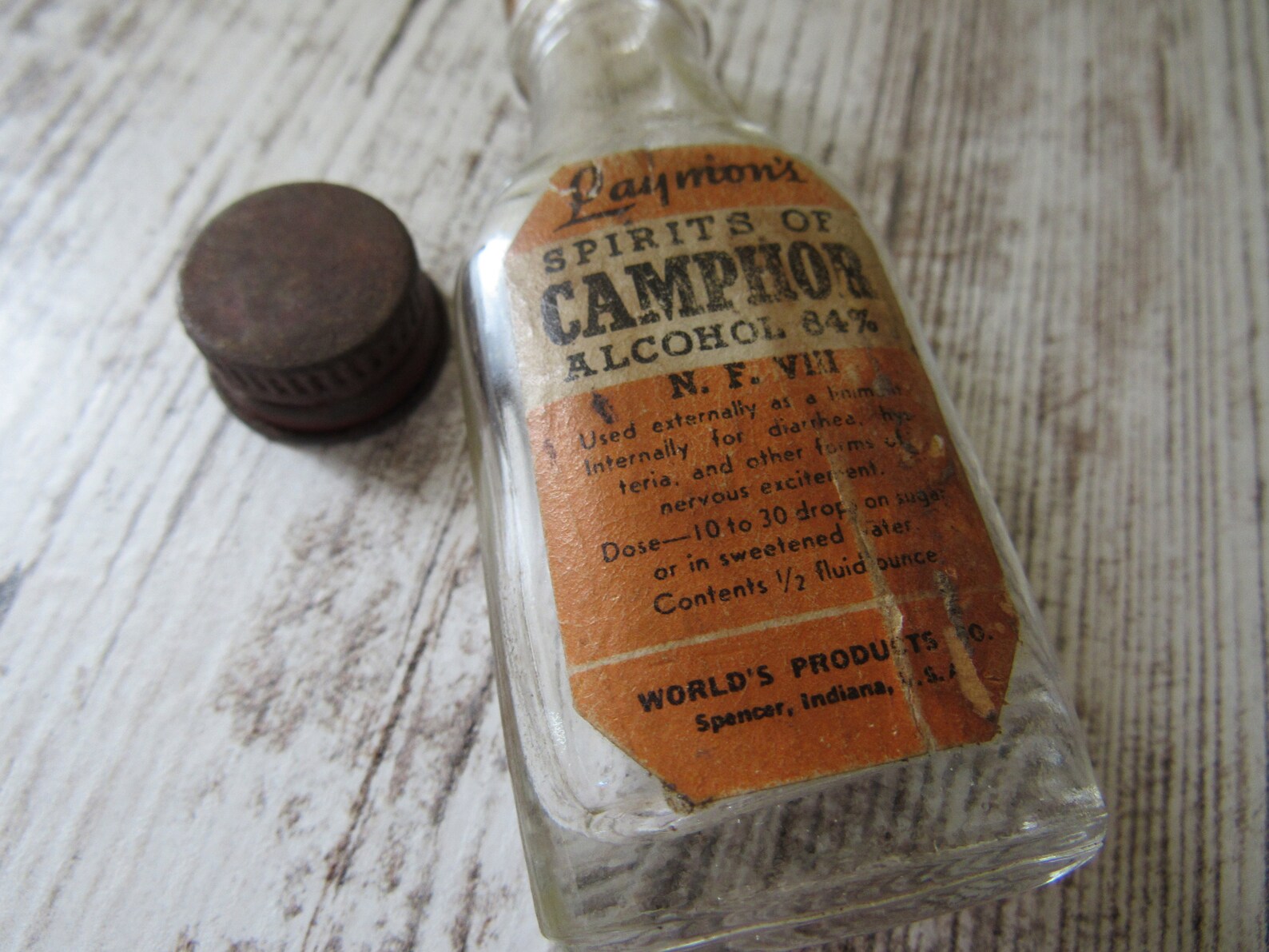 Vintage Glass Bottle Spirits of Camphor Collectible Bottle - Etsy