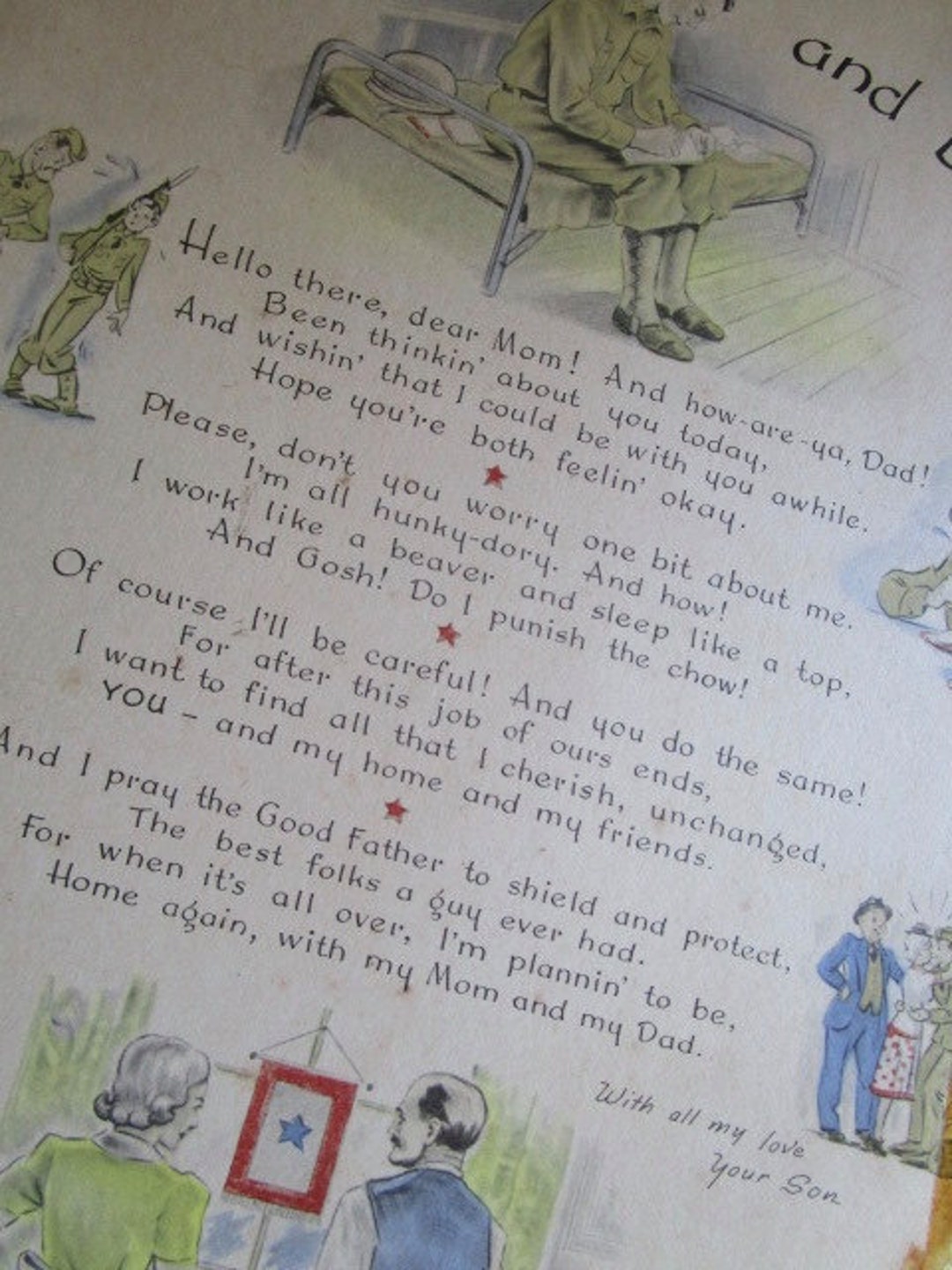 WWII United States Army Poem for Parents Vintage Ephemera Armed Forces ...