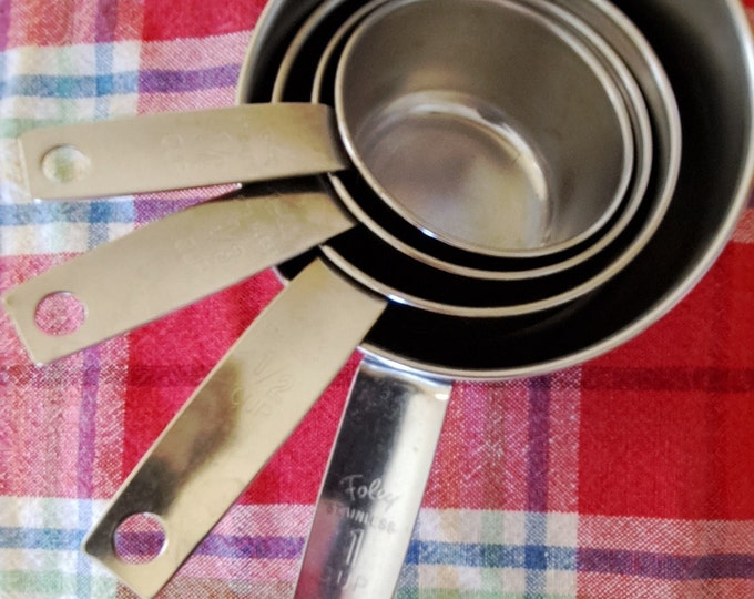 Vintage Set of Foley Nested Stainless Steel Measuring Cups Vintage ...