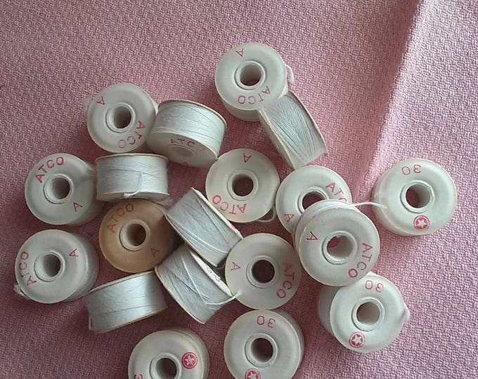 Vintage Cardboard ATCO Bobbins White Thread Vintage Sewing Supplies ...