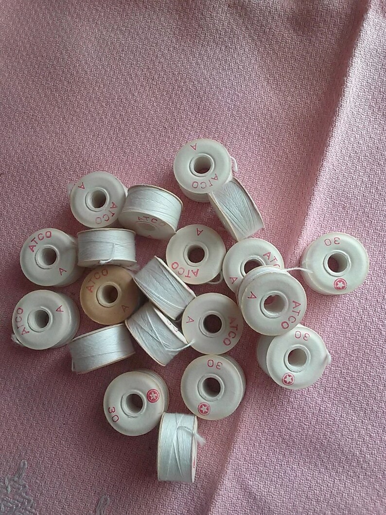 Vintage Cardboard ATCO Bobbins White Thread Vintage Sewing - Etsy