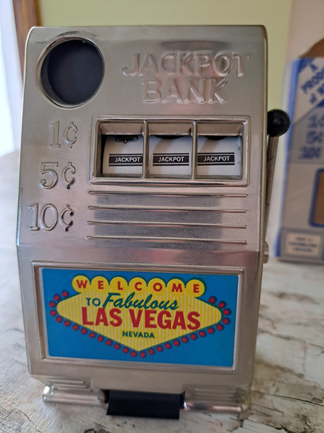 Vintage Fabulous Las Vegas Jackpot Savings Bank NOS Slot Machine Bank ...