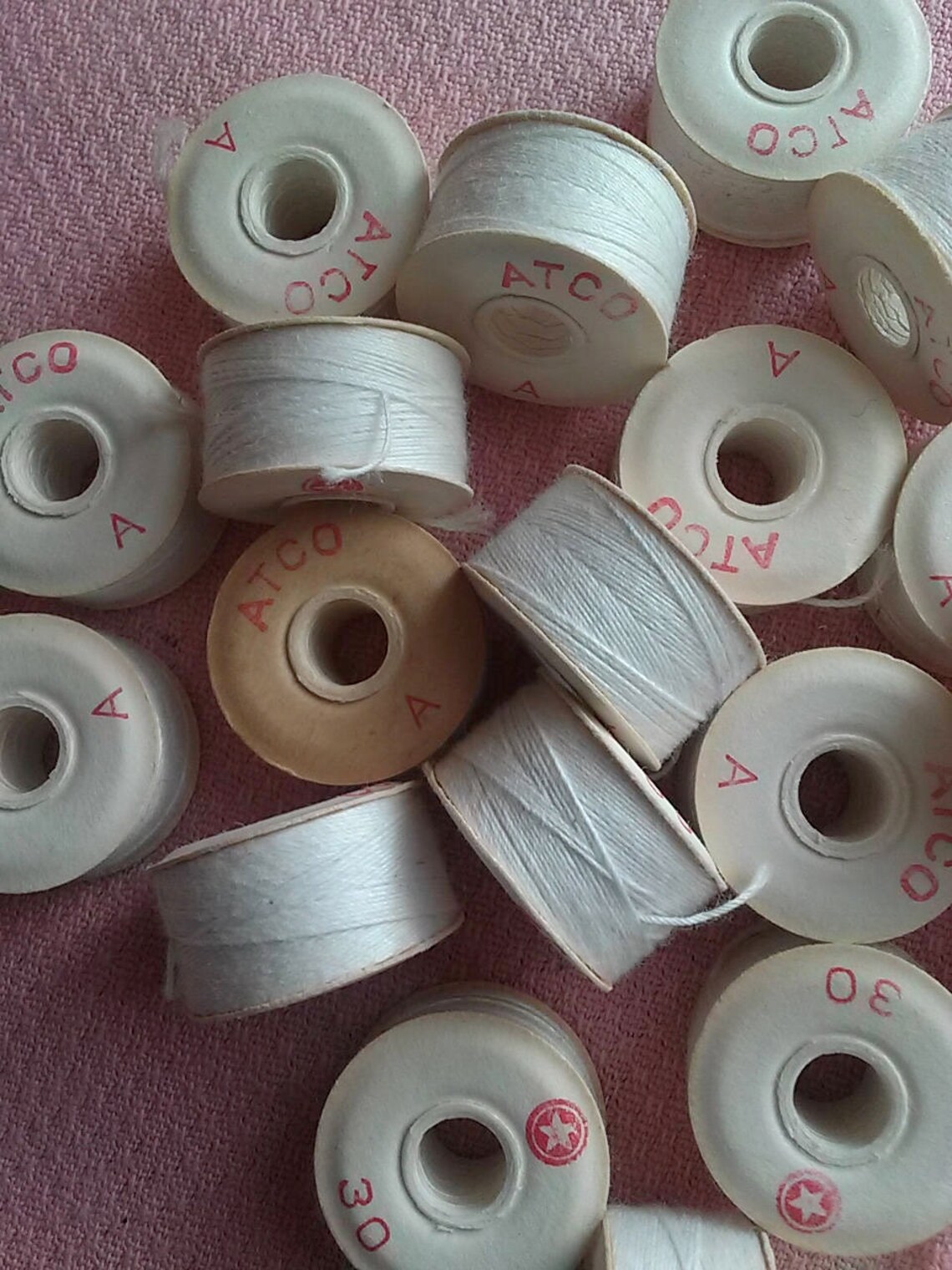 Vintage Cardboard ATCO Bobbins White Thread Vintage Sewing | Etsy