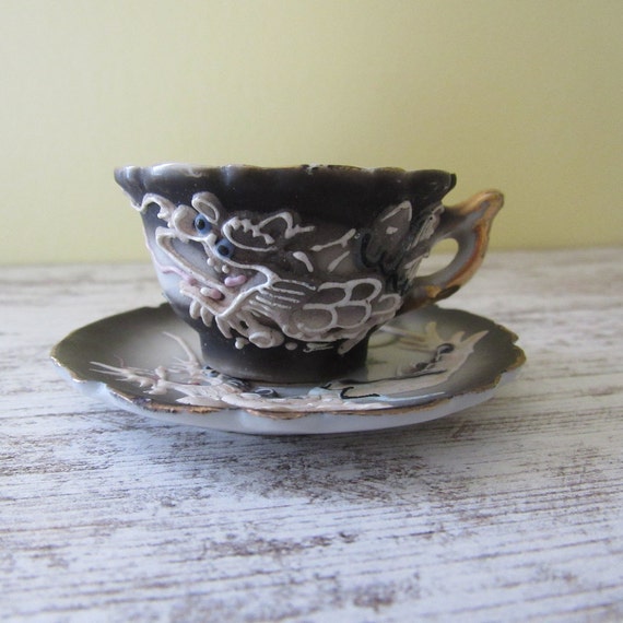 Vintage Dragon Ware Teacup and Saucer Miniature Sized Souvenir | Etsy
