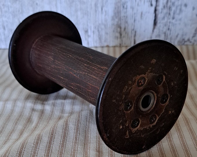 Antique Wooden Spool Weaving Bobbin Industrial Textile Spool Rustic ...